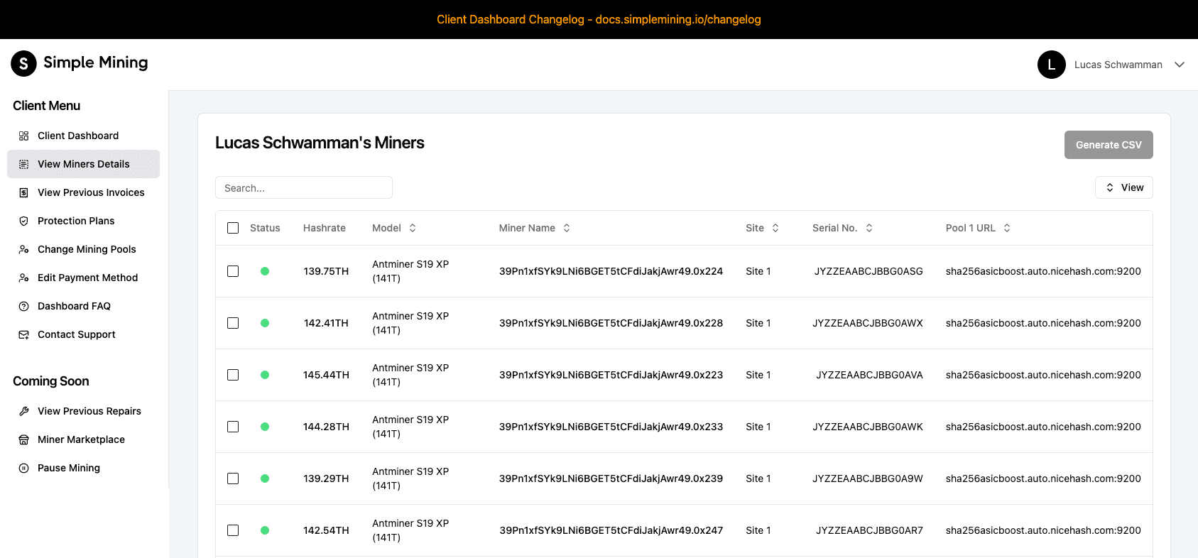 Changelog - Simple Mining Docs